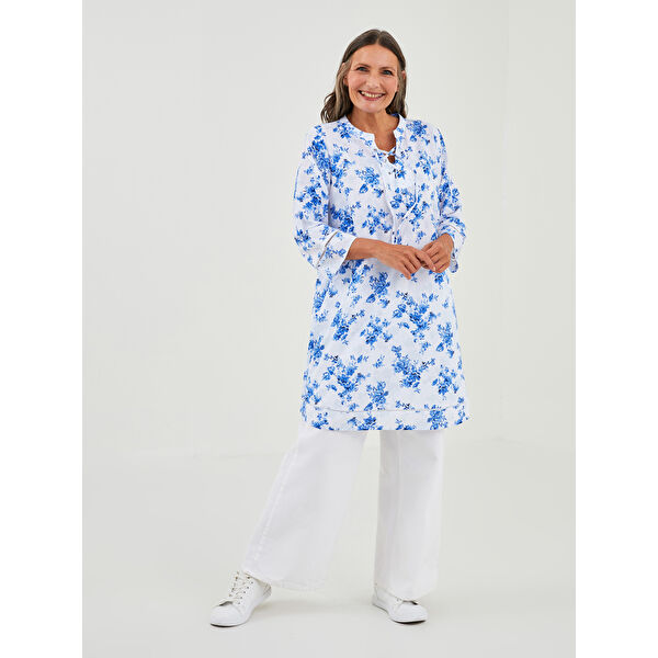 LCW GRACE Bağlamalı Yaka Çiçek Baskılı Yarım Kollu Pamuklu Kadın Tunik LCW GRACE Bağlamalı Yaka Çiçek Baskılı Yarım Kollu Pamuklu Kadın Tunik