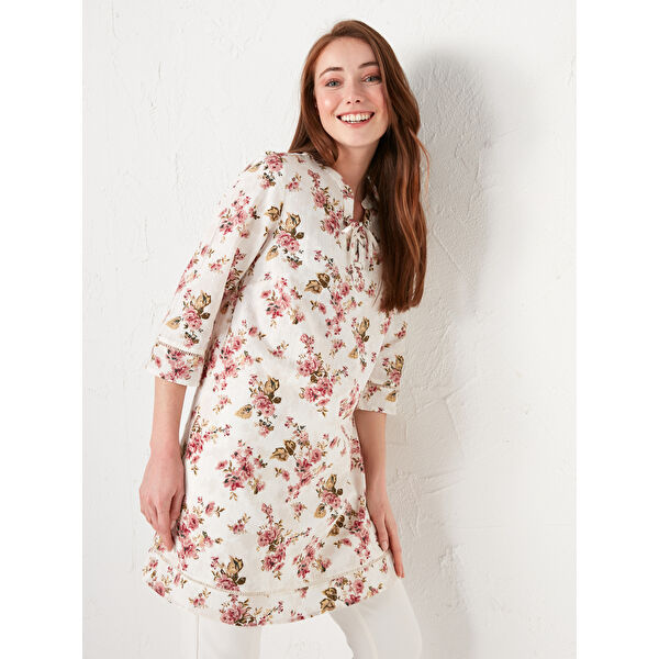 LCW GRACE Bağlamalı Yaka Çiçek Baskılı Yarım Kollu Pamuklu Kadın Tunik LCW GRACE Bağlamalı Yaka Çiçek Baskılı Yarım Kollu Pamuklu Kadın Tunik