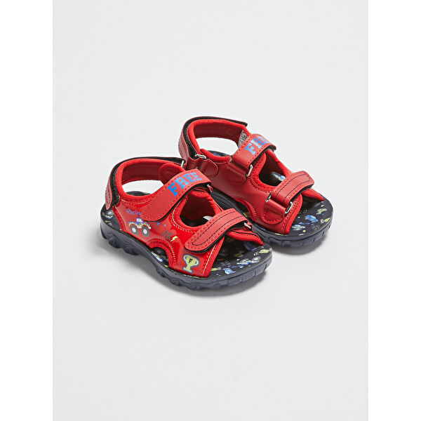 Erkek Bebek Baskılı Cırt Cırtlı Sandalet