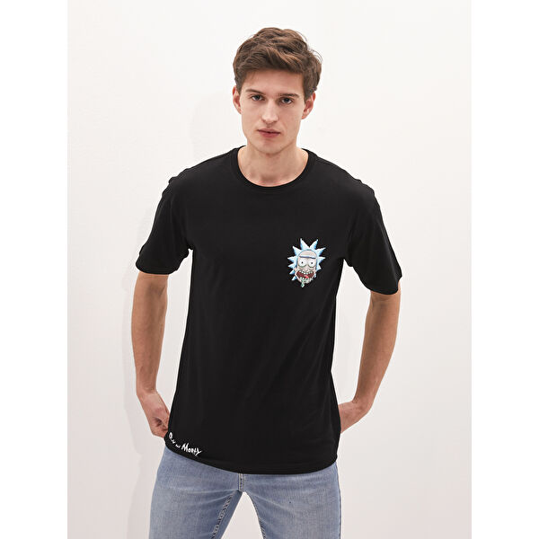 LCW CASUAL Bisiklet Yaka Rick and Morty Baskılı Penye Erkek Tişört