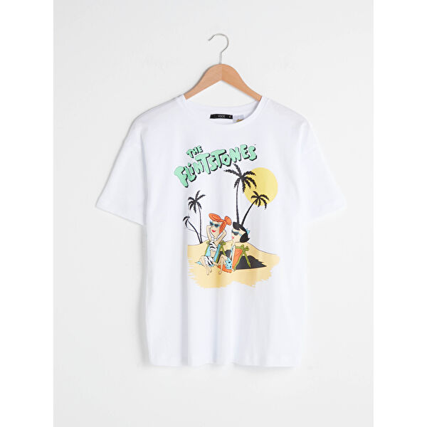 XSIDE Bisiklet Yaka The Flint Stones Baskılı Kısa Kollu Pamuklu Kadın Tişört XSIDE Bisiklet Yaka The Flint Stones Baskılı Kısa Kollu Pamuklu Kadın Tişört