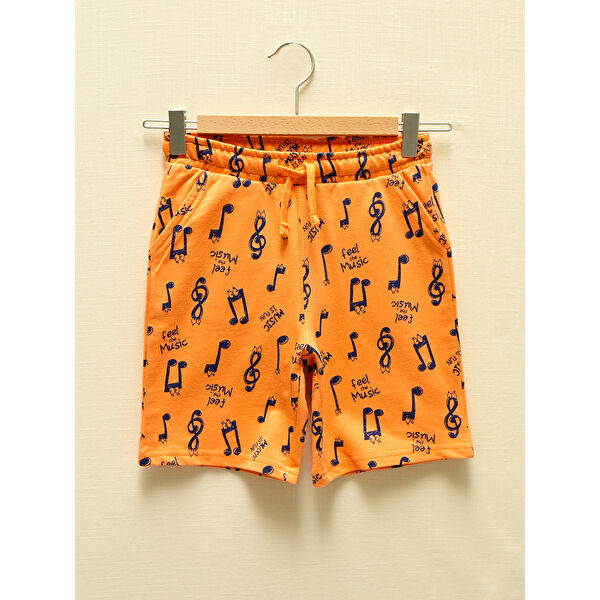 Beli Lastikli Baskılı Organik Pamuklu Erkek Çocuk Şort