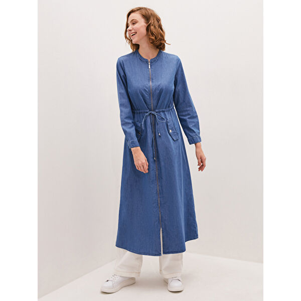 LCW GRACE Hakim Yaka Fermuarlı Uzun Kollu Kadın Jean Ferace