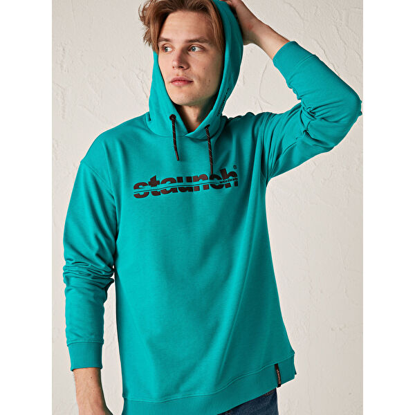 Kapüşonlu Uzun Kollu Baskılı Kalın Erkek Sweatshirt Kapüşonlu Uzun Kollu Baskılı Kalın Erkek Sweatshirt