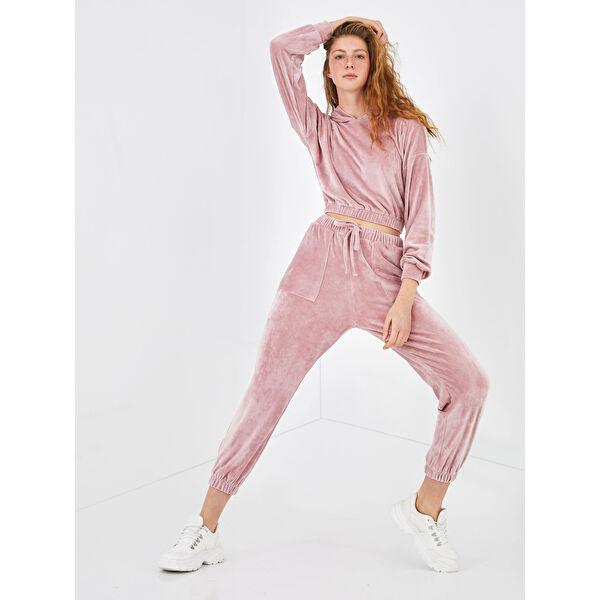 Beli Lastikli Kadife Kadın Jogger Eşofman Altı Beli Lastikli Kadife Kadın Jogger Eşofman Altı