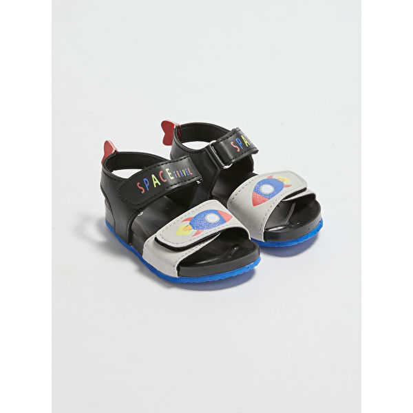 Erkek Bebek Baskılı Cırt Cırtlı Sandalet