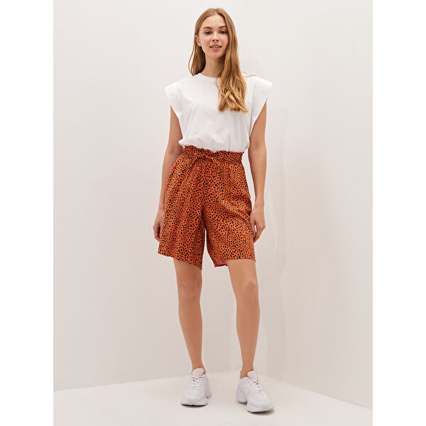 LCW CASUAL Beli Lastikli Desenli Cep Detaylı Viskon Kadın Şort