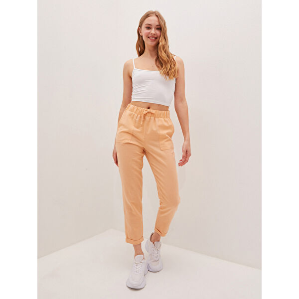 LCW CASUAL Beli Lastikli Bol Fit Cep Detaylı Keten Kumaş Kadın Pantolon LCW CASUAL Beli Lastikli Bol Fit Cep Detaylı Keten Kumaş Kadın Pantolon
