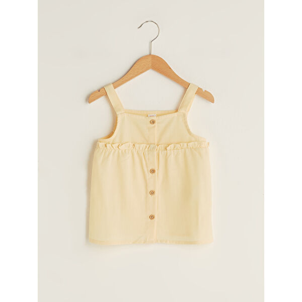 Kare Yaka Askılı Basic Poplin Kız Bebek Bluz Kare Yaka Askılı Basic Poplin Kız Bebek Bluz