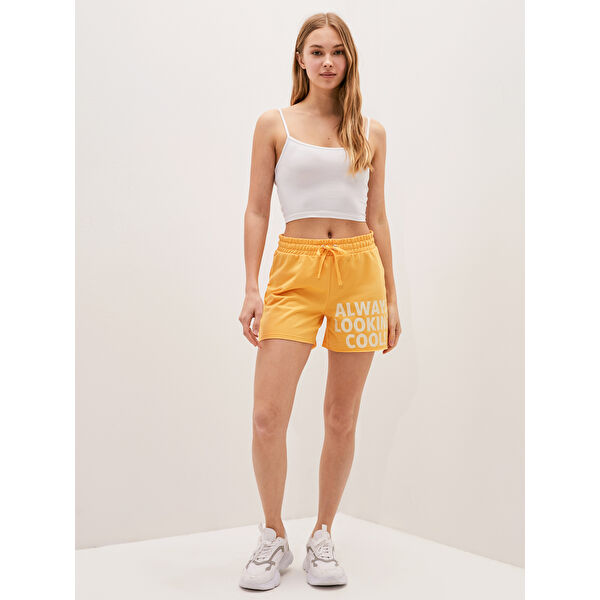 LCW CASUAL Beli Lastikli Slogan Baskılı Kadın Şort LCW CASUAL Beli Lastikli Slogan Baskılı Kadın Şort