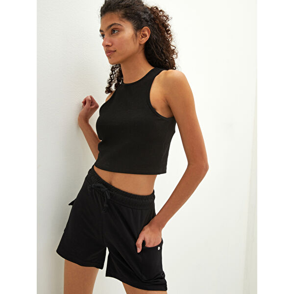 LCW CASUAL Beli Lastikli Cep Detaylı Kadın Bermuda Şort