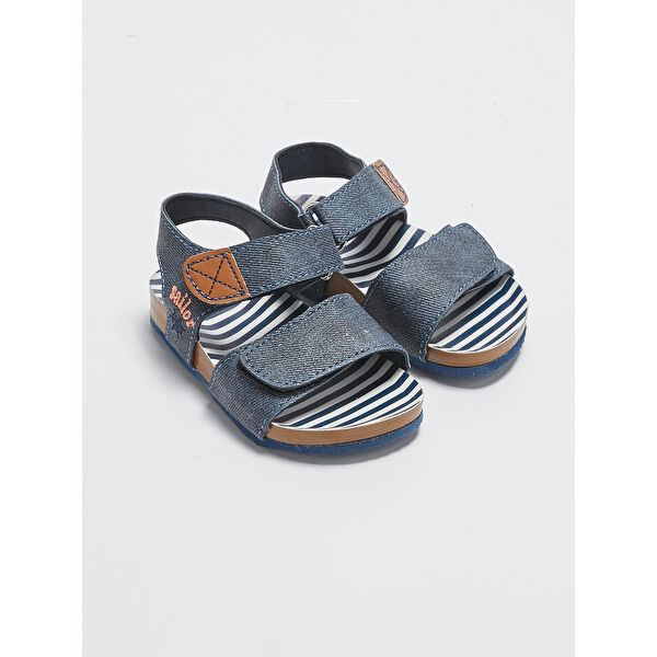 Nakış Detaylı Cırt Cırtlı Erkek Bebek Sandalet
