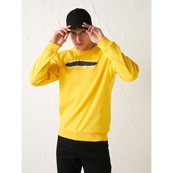 Bisiklet Yaka Uzun Kollu İstanbul Baskılı Kalın Erkek Sweatshirt Bisiklet Yaka Uzun Kollu İstanbul Baskılı Kalın Erkek Sweatshirt