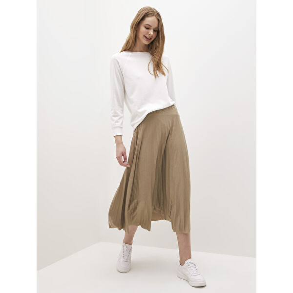 MODEST Beli Lastikli Pileli Kadın Etek