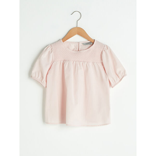 Bisiklet Yaka Basic Kısa Kollu Poplin Kız Çocuk Bluz Bisiklet Yaka Basic Kısa Kollu Poplin Kız Çocuk Bluz