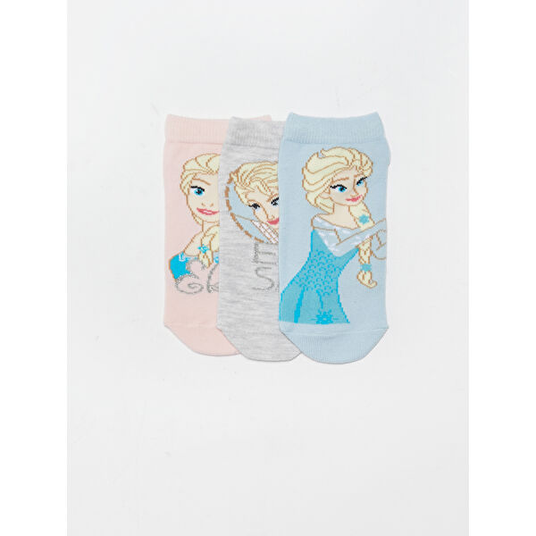 Elsa Desenli Kız Çocuk Patik Çorap 3'lü