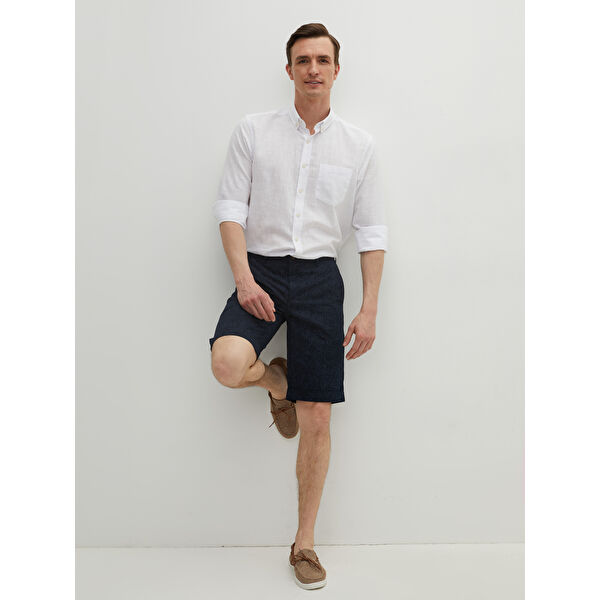 LCW CLASSIC Standart Kalıp Desenli Gabardin Erkek Şort