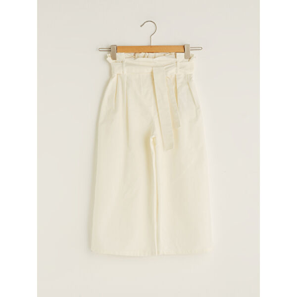 Beli Lastikli Basic Geniş Paça Kız Çocuk Capri