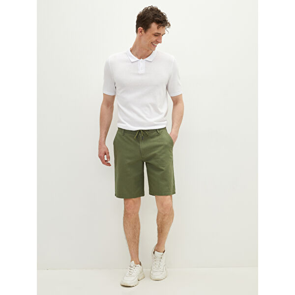 LCW CASUAL Slim Fit Beli Bağlama Detaylı Keten Erkek Şort