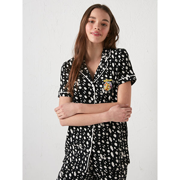 LCW DREAM Gömlek Yaka The Flint Stones Baskılı Kısa Kollu Pamuklu Kadın Pijama Takımı LCW DREAM Gömlek Yaka The Flint Stones Baskılı Kısa Kollu Pamuklu Kadın Pijama Takımı