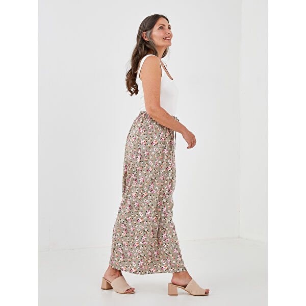 LCW GRACE Beli Lastikli Desenli A Kesim Belmando Kumaş Kadın Etek