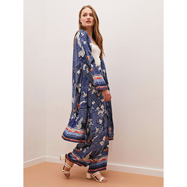 LCW CLASSIC Bol Paça Desenli Viskon Kadın Pantolon