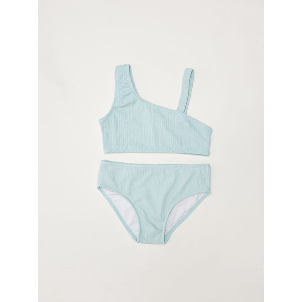 Esnek Kumaş Kendinden Desenli Kız Çocuk Bikini