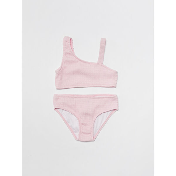 Esnek Kumaş Kendinden Desenli Kız Çocuk Bikini