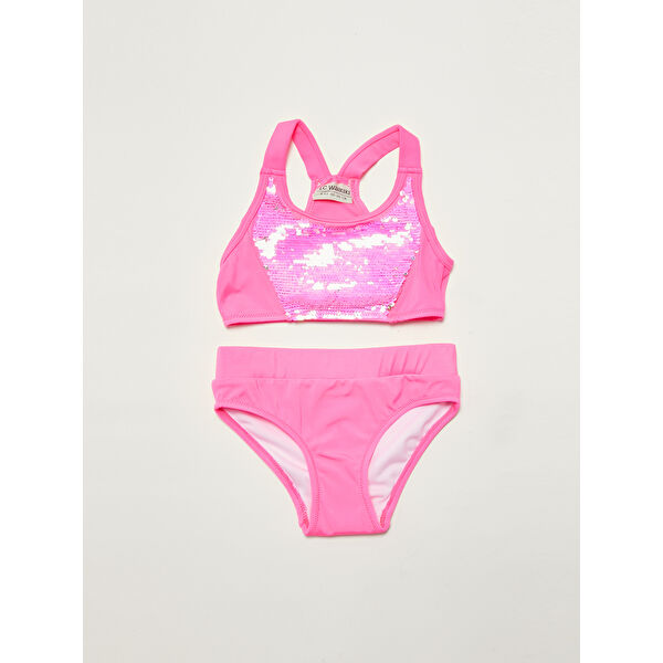 Esnek Kumaştan Pul Payet İşlemeli Kız Çocuk Bikini Esnek Kumaştan Pul Payet İşlemeli Kız Çocuk Bikini