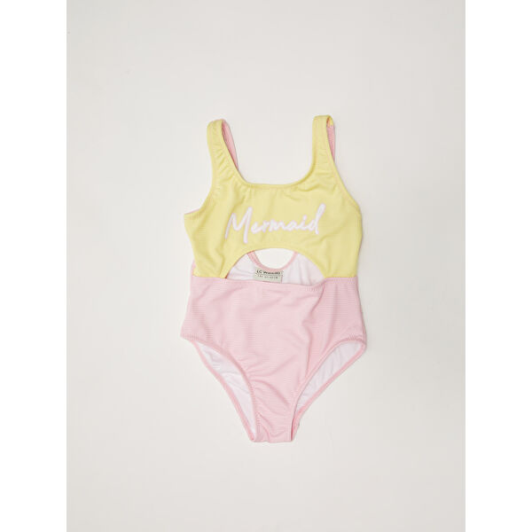 Esnek Kumaştan Baskılı Kız Çocuk Mayo