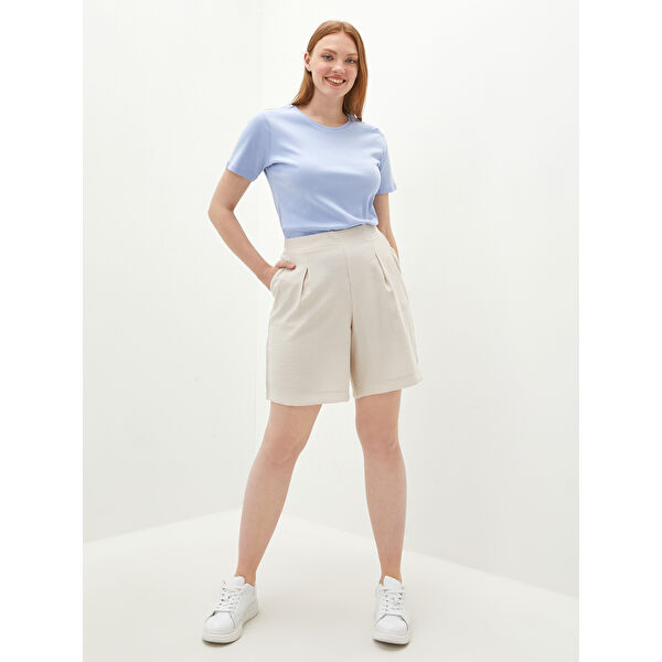 LCW BASIC Beli Lastikli Düz Cep Detaylı Kadın Bermuda Şort LCW BASIC Beli Lastikli Düz Cep Detaylı Kadın Bermuda Şort