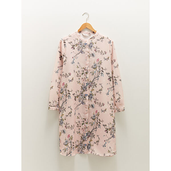 LCW GRACE Hakim Yaka Çiçekli Uzun Kollu Medine İpeği Kumaş Kadın Tunik