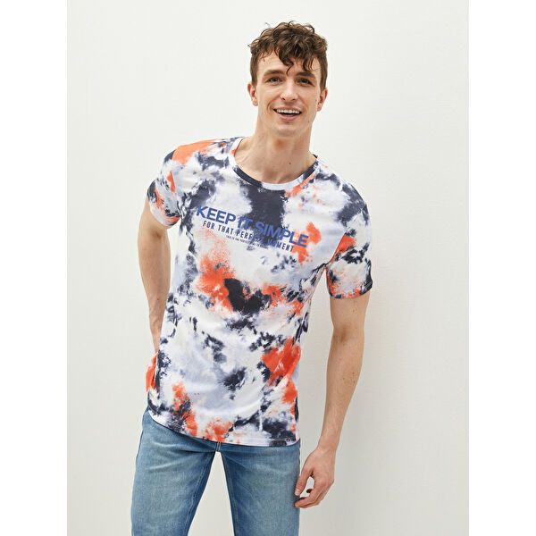 LCW CASUAL Bisiklet Yaka Kısa Kollu Baskılı Penye Erkek Tişört