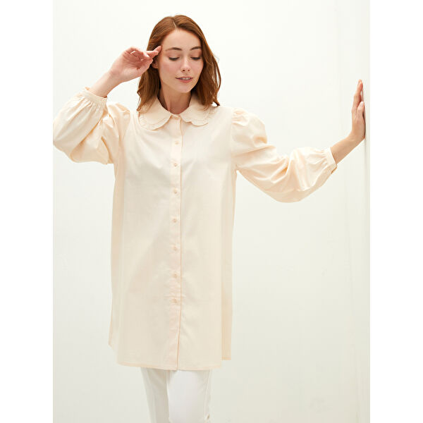 MODEST Fırfırlı Bebe Yaka Düz Uzun Kollu Poplin Kadın Tunik MODEST Fırfırlı Bebe Yaka Düz Uzun Kollu Poplin Kadın Tunik