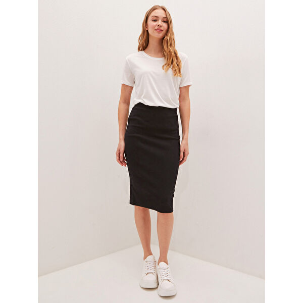 LCW CASUAL Yüksek Bel Düz Kadın Fitilli Kalem Etek
