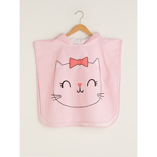 Kapüşonlu Baskılı Kız Bebek Bornoz