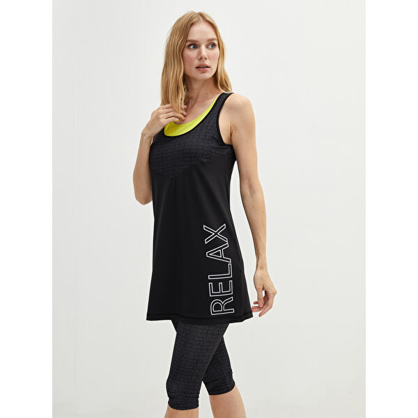 LCW DREAM U Yaka Baskılı Kadın Tesettür Mayo Takımı