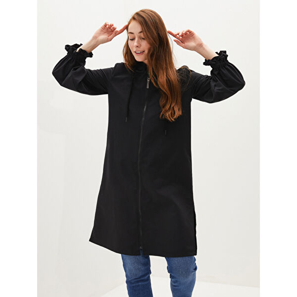 MODEST Kapüşon Yaka Fermuarlı Uzun Kollu Kadın Tunik MODEST Kapüşon Yaka Fermuarlı Uzun Kollu Kadın Tunik