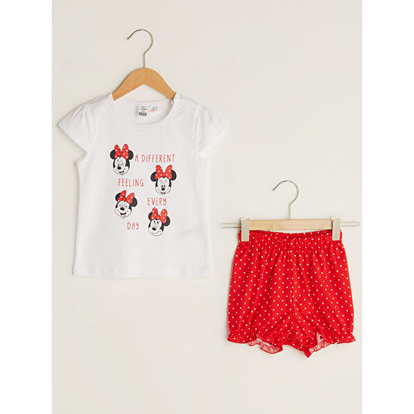 Bisiklet Yaka Kısa Kol Minnie Mouse Baskılı Kız Bebek Pijama Takımı Bisiklet Yaka Kısa Kol Minnie Mouse Baskılı Kız Bebek Pijama Takımı