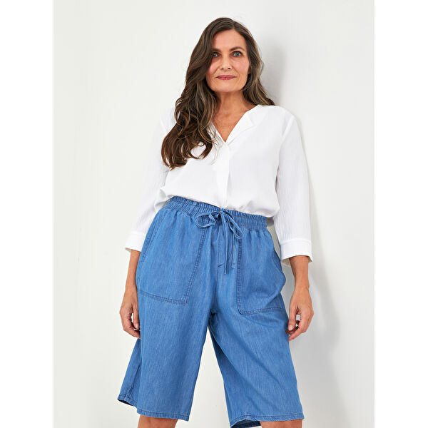 LCW GRACE Beli Lastikli Rahat Kalıp Cep Detaylı Kadın Jean Şort
