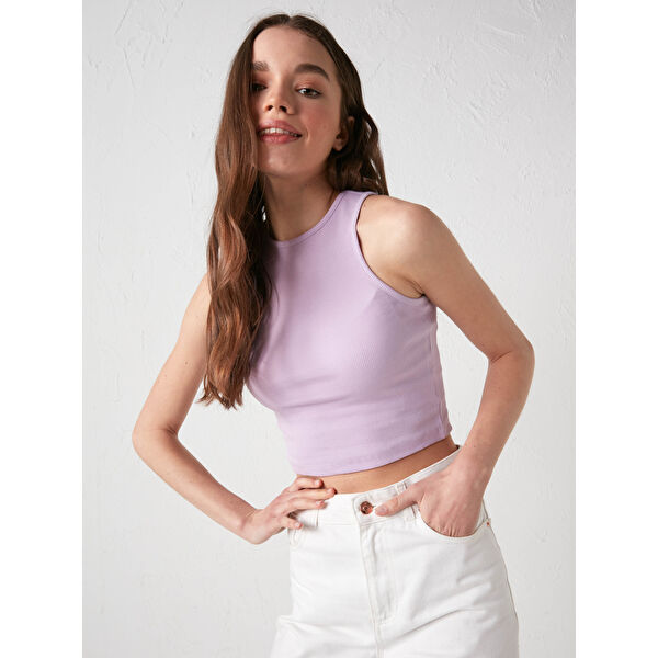 LCW CASUAL Bisiklet Yaka Düz Kolsuz Crop Kaşkorse Kumaş Kadın Atlet LCW CASUAL Bisiklet Yaka Düz Kolsuz Crop Kaşkorse Kumaş Kadın Atlet