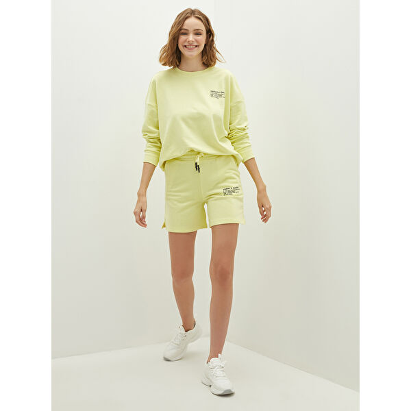 LCW CASUAL Beli Lastikli Slogan Baskılı Cep Detaylı Kadın Şort