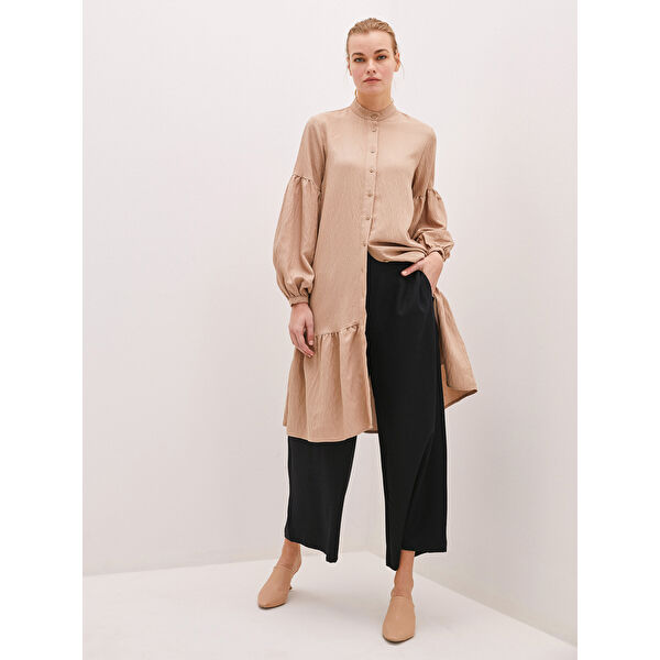 MODEST Beli Lastikli Düz Comfort Fit Cep Detaylı Dokulu Kumaş Kadın Pantolon MODEST Beli Lastikli Düz Comfort Fit Cep Detaylı Dokulu Kumaş Kadın Pantolon