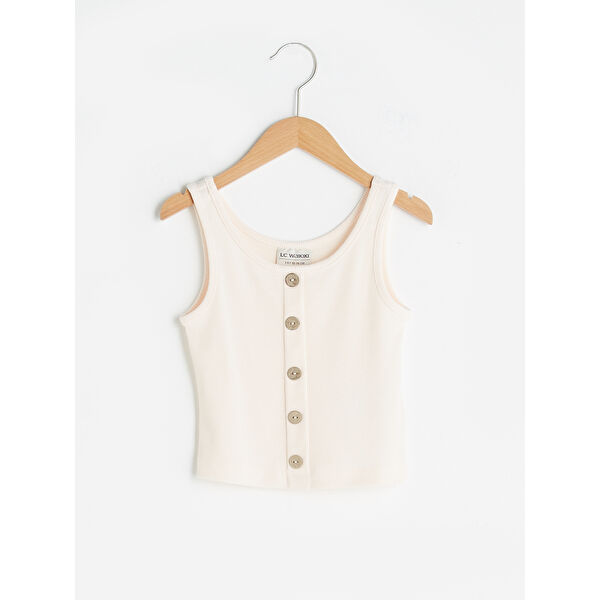 Bisiklet Yaka Basic Düğme Detaylı Kız Çocuk Atlet Bisiklet Yaka Basic Düğme Detaylı Kız Çocuk Atlet