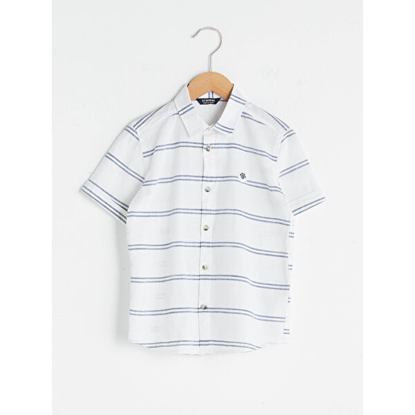 Çizgili Kısa Kollu Poplin Erkek Çocuk Gömlek