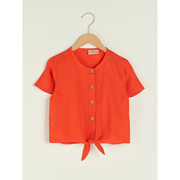 Bisiklet Yaka Basic Kısa Kollu Viskon Kız Çocuk Bluz