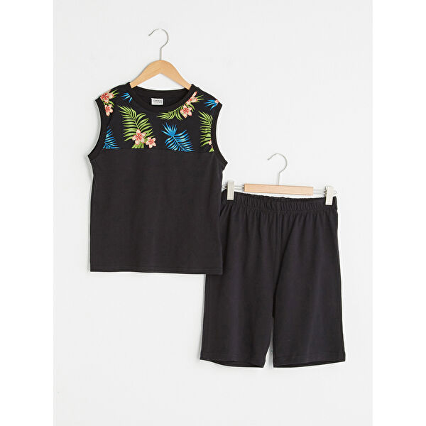 Bisiklet Yaka Baskılı Pamuklu Erkek Çocuk Atlet ve Şort Bisiklet Yaka Baskılı Pamuklu Erkek Çocuk Atlet ve Şort