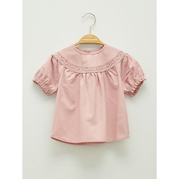 Bisiklet Yaka Kısa Kollu Kız Bebek Bluz