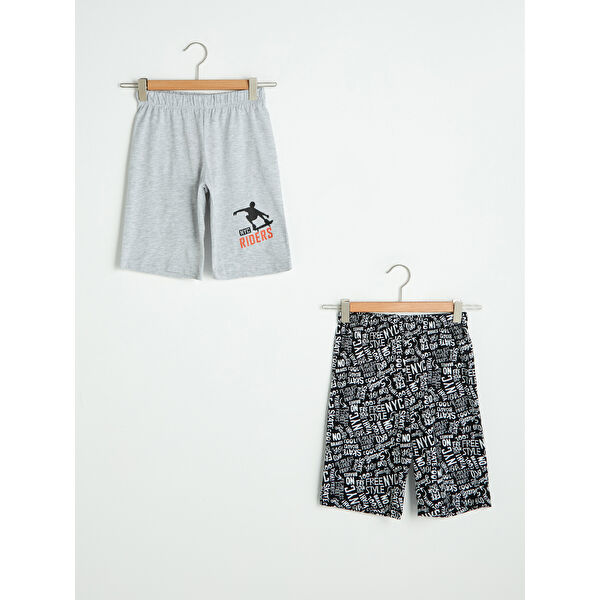 Beli Lastikli Baskılı Erkek Çocuk Pijama Şort 2'li