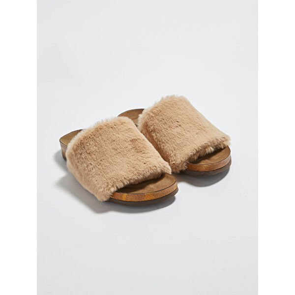 Tüylü Kadın Ev Terliği